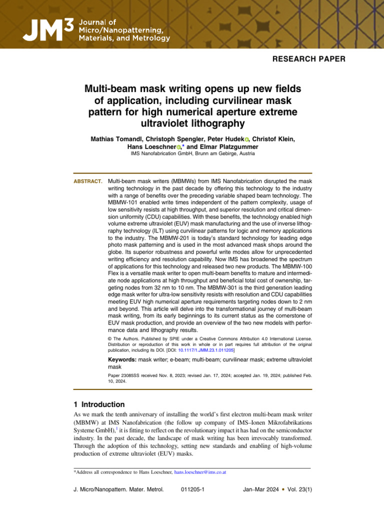Multi-Beam Mask Writing Opens Up New Fields of Application, Including ...
