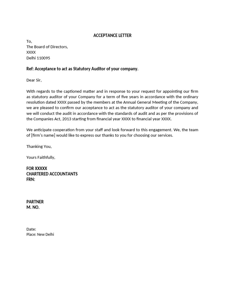 ACCEPTANCE LETTER AGM (New) Services | PDF
