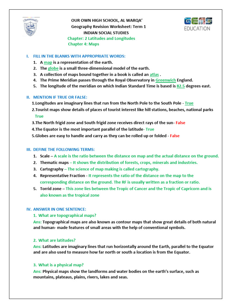 Geography Revision Latitudes Maps Pdf Map Longitude