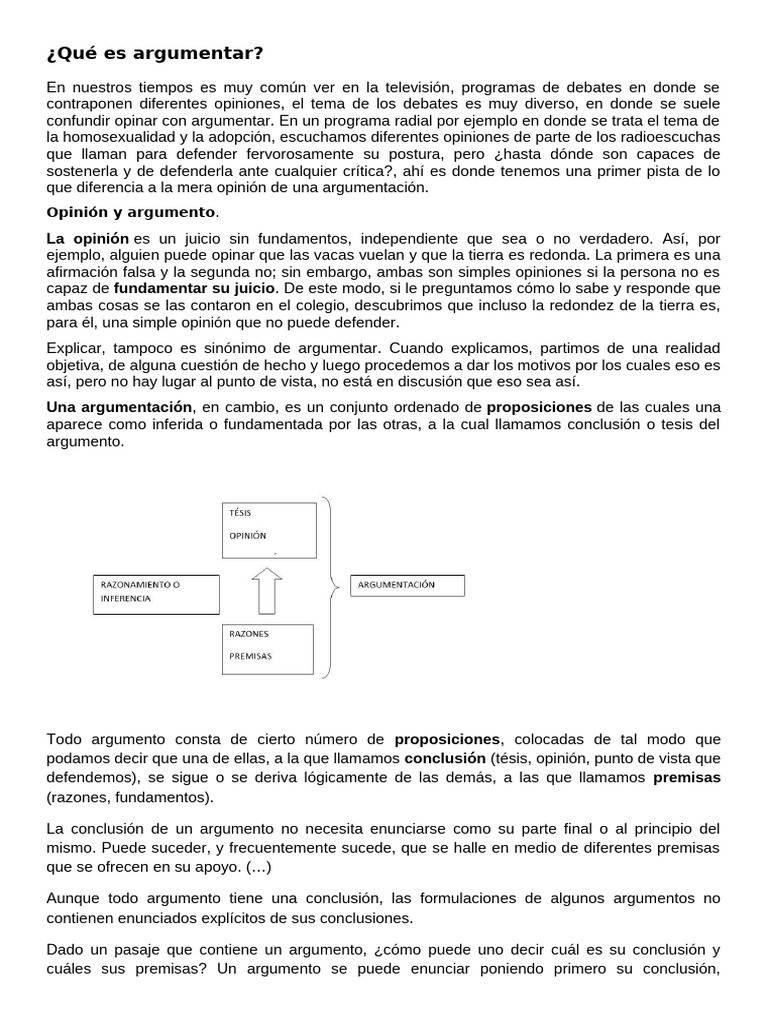 ¿Qué Es Argumentar?: La Opinión | PDF | Razonamiento deductivo | Argumento