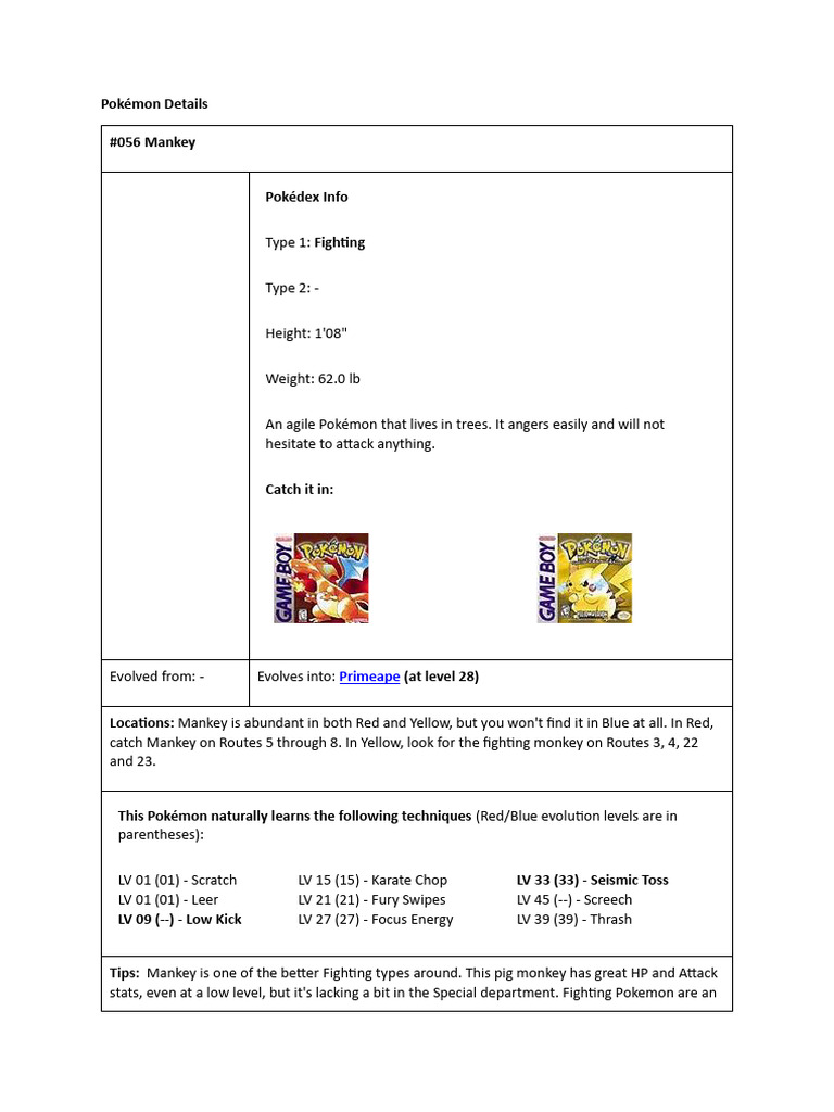 Pokémon Details | PDF | Pokémon