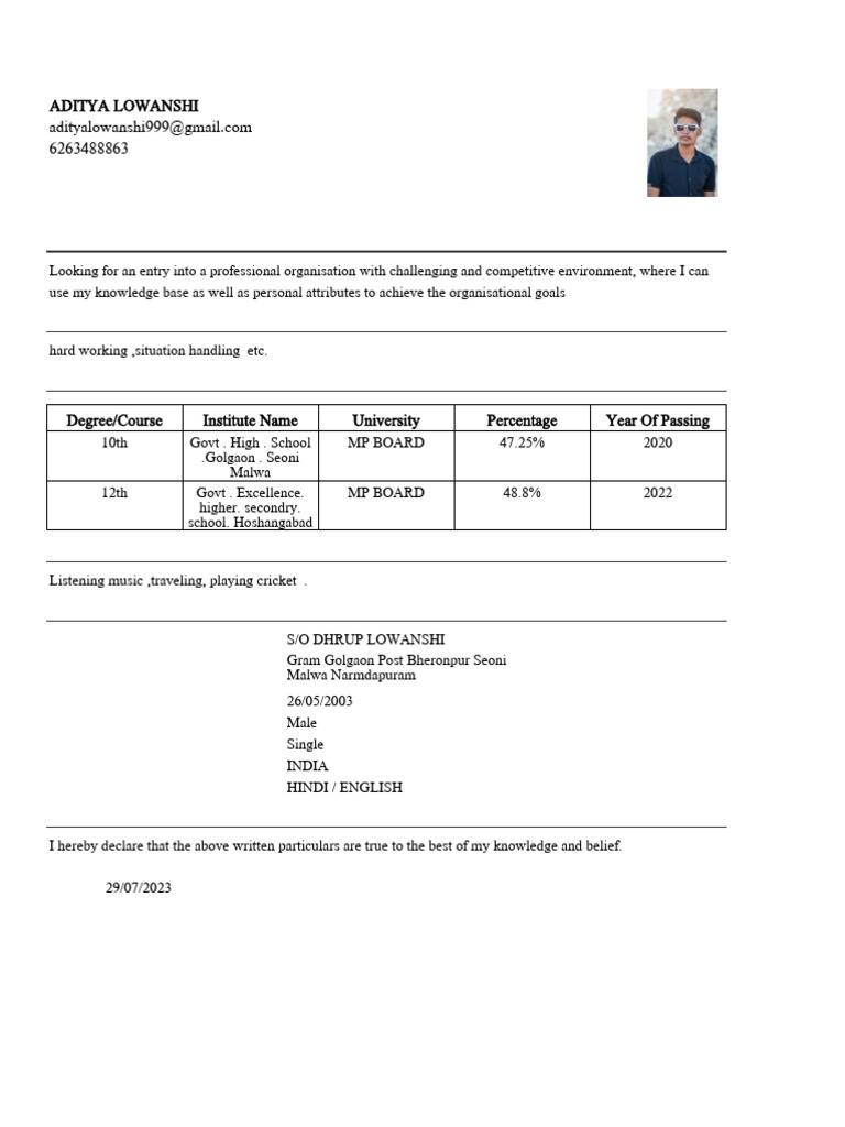 aditya resume (1) | PDF