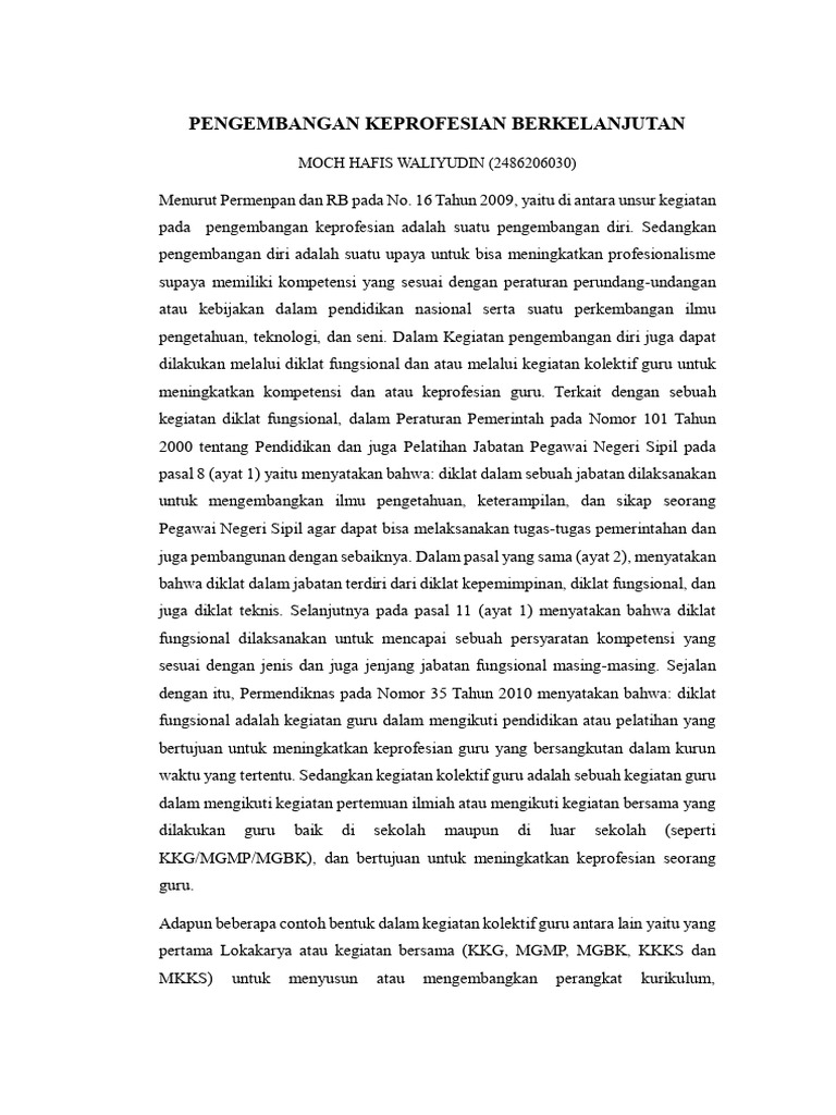 ESAI PENGEMBANGAN KEPROFESIAN BERKELANJUTAN (Hafis) | PDF ESAI PENGEMBANGAN KEPROFESIAN BERKELANJUTAN (Hafis) | PDF