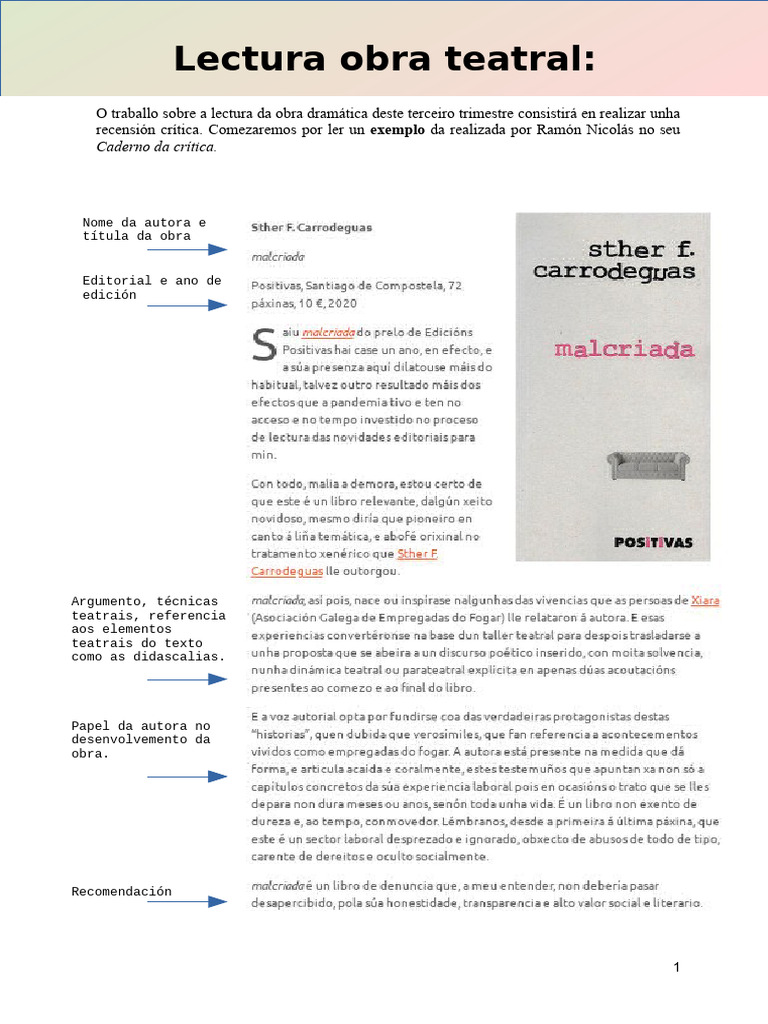 Ficha de lectura de literatura dramática 4º2024 | PDF