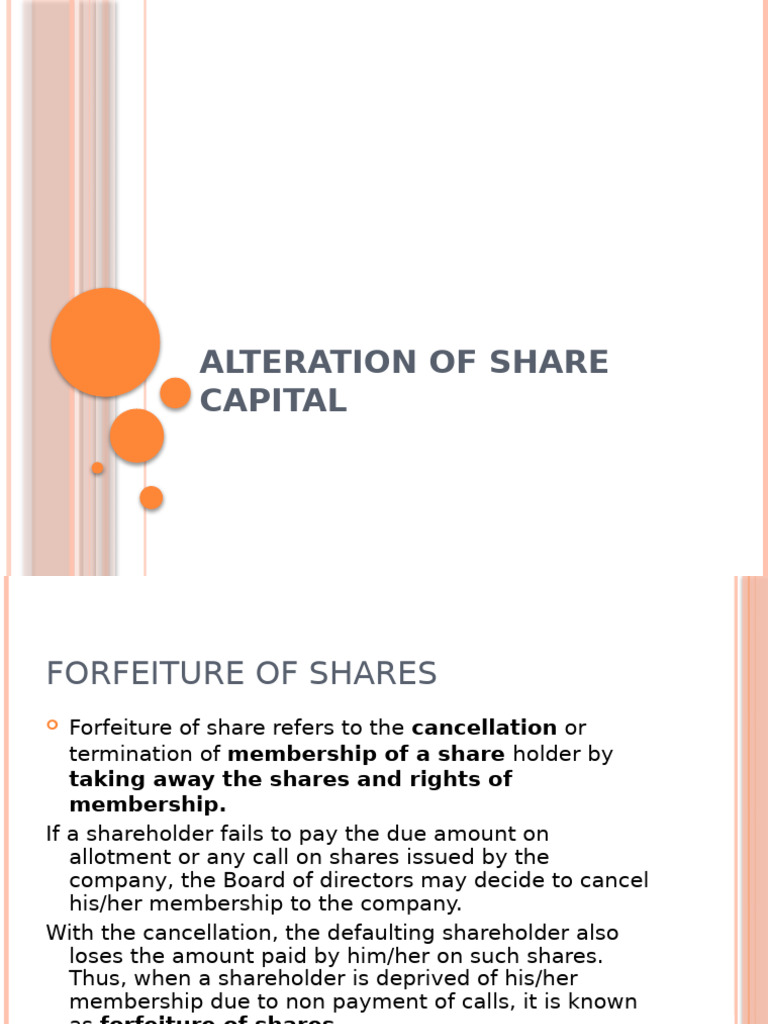 Forfeiture and Reissue of Shares | PDF | Debits And Credits | Business