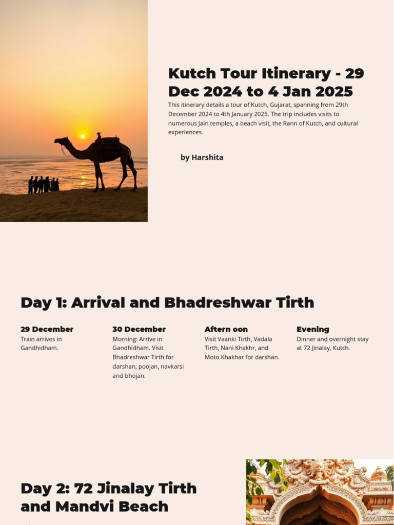 Kutch Tour Itinerary 29 Dec 2024 To 4 Jan 2025 PDF | PDF