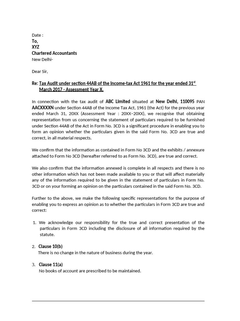 Tax Audit -MRL Letter | PDF | Expense | Taxes