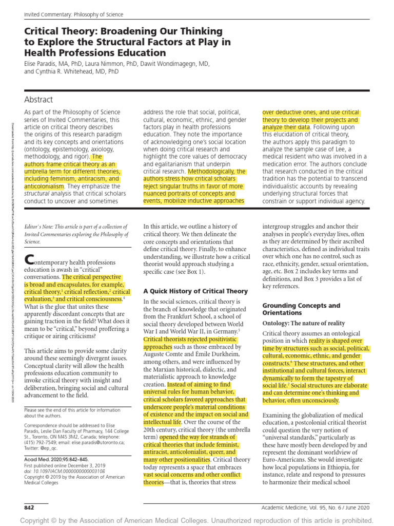 Critical - Theory - Broadening - Our - Thinking - To.23 | PDF ...