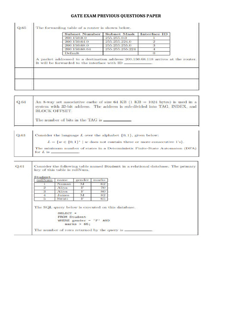 GATE Exam Past Question Papers | PDF