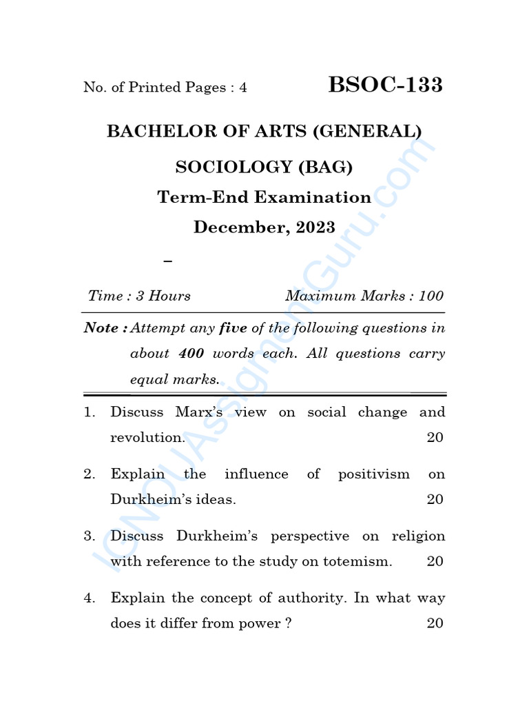 Dec 2023 BSOC-133 | PDF