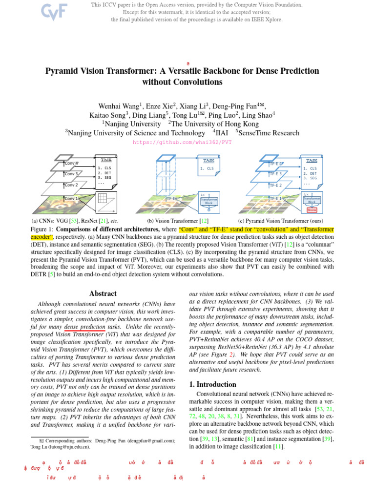 2021pyramid Vision Transformer (PVT) | PDF | Image Segmentation ...