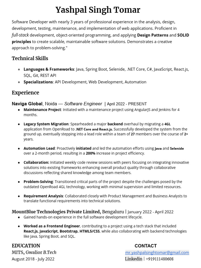 Yashpal's Cv | PDF | Web Development | Computer Engineering Yashpal's Cv | PDF | Web Development | Computer Engineering