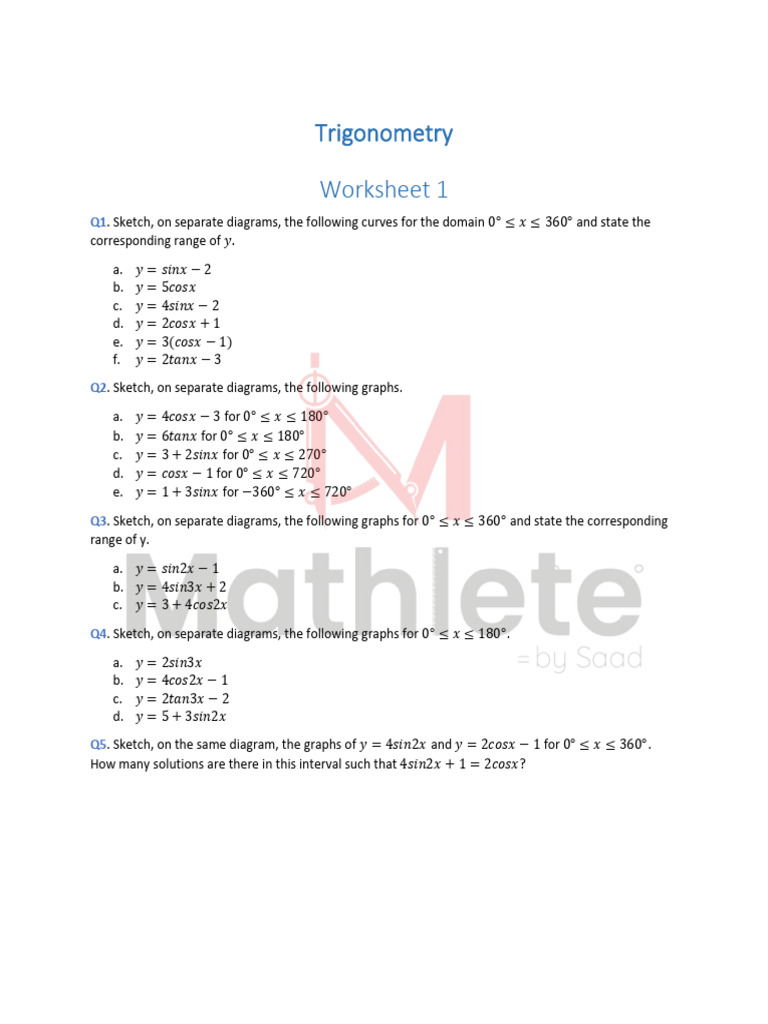 1-Trigonometry Worksheet (Graphs) | PDF