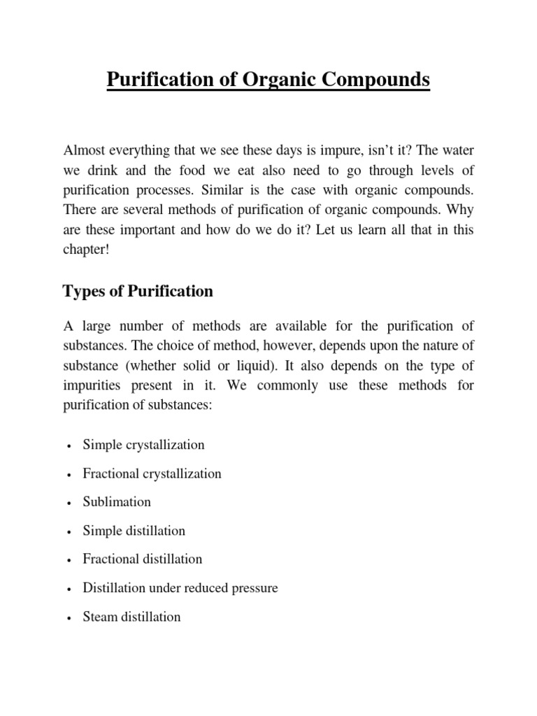 Purification of Organic Compounds - Unlocked | PDF | Distillation ...