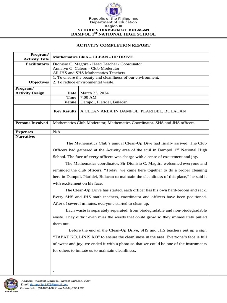 ACR - MATHEMATICS CLUB 2023-2024.docx - Word | PDF