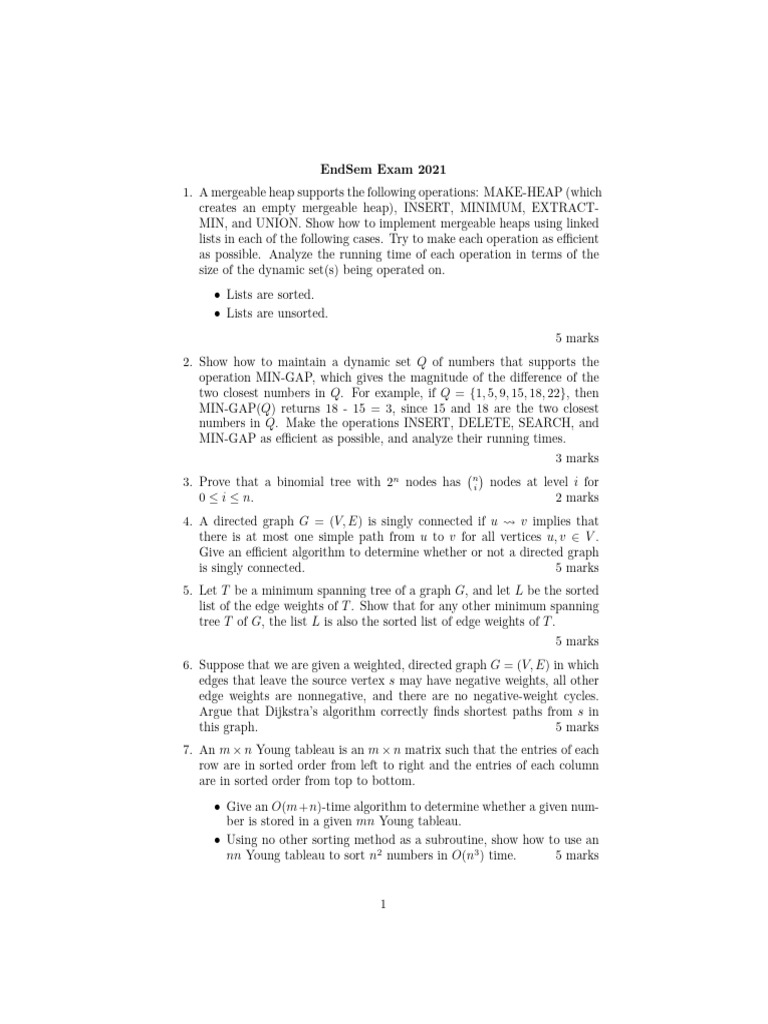 End-Sem | PDF | Discrete Mathematics | Theoretical Computer Science