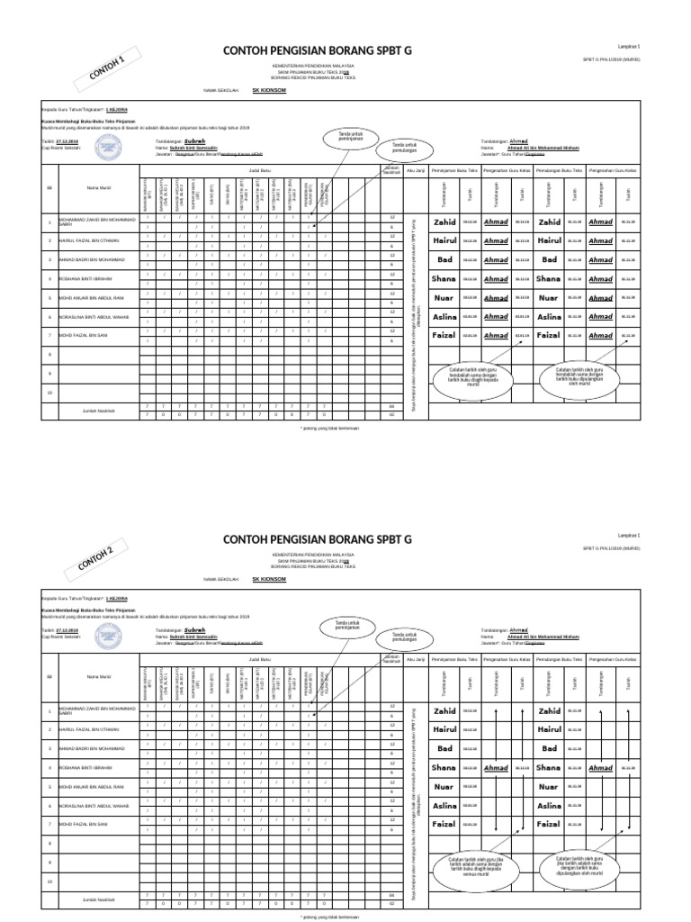 BORANG SPBT G_TAHUN 5-1 | PDF