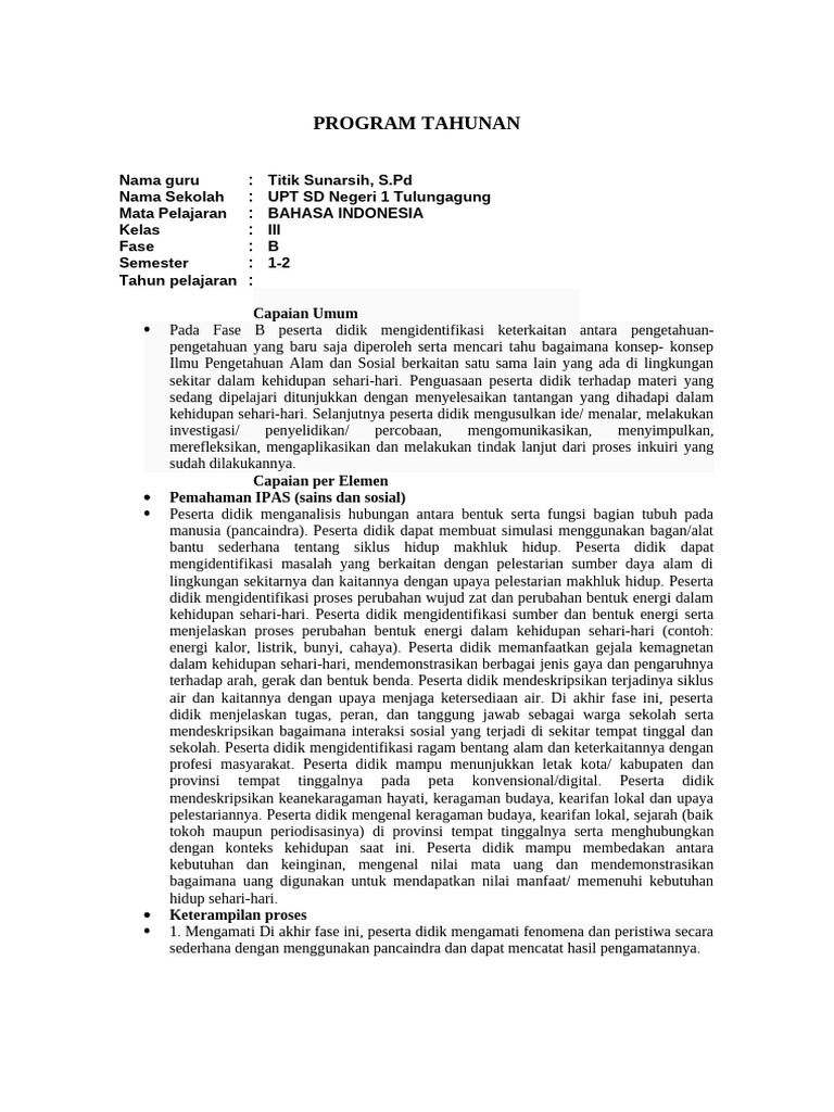 Prota IPAS Kelas 3 (Modulguruku - Com) | PDF