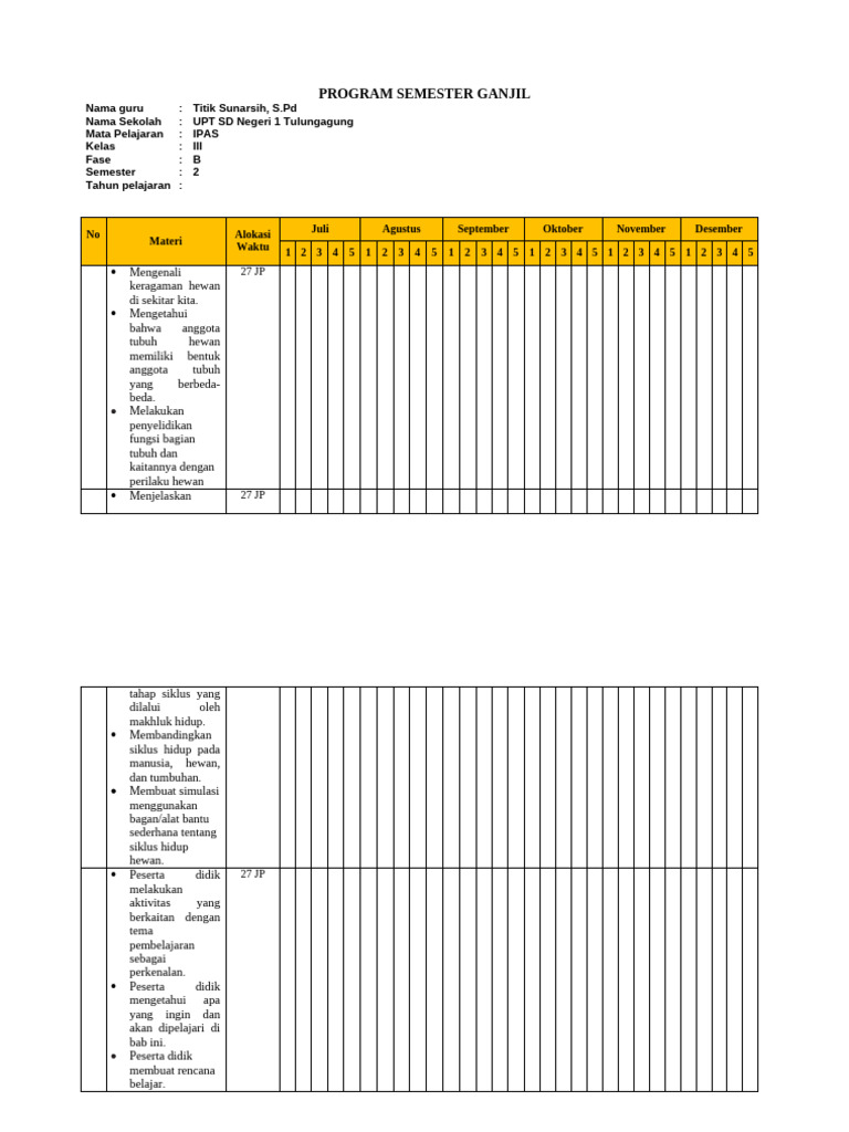 Prosem IPAS Kelas 3 (Modulguruku - Com) | PDF