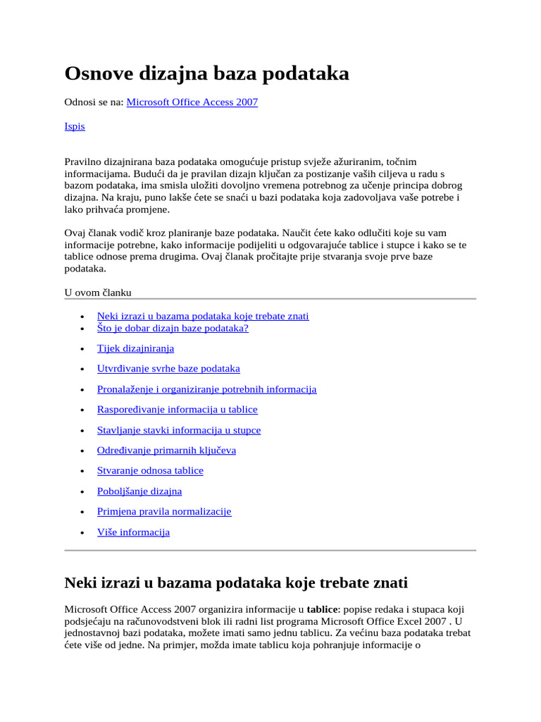 Osnove dizajna baza podataka | PDF