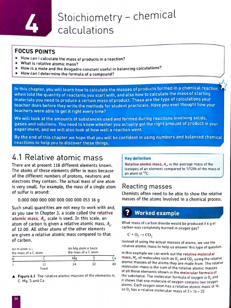 Chemistry Chapter 4 Stoichiometry-Chemical Calculations | PDF | Mole ...
