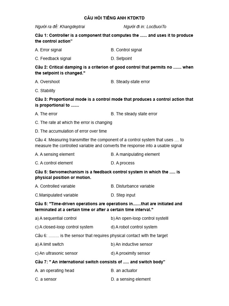 Câu hỏi tiếng a ktdktd | PDF | Capacitor | Electrical Engineering