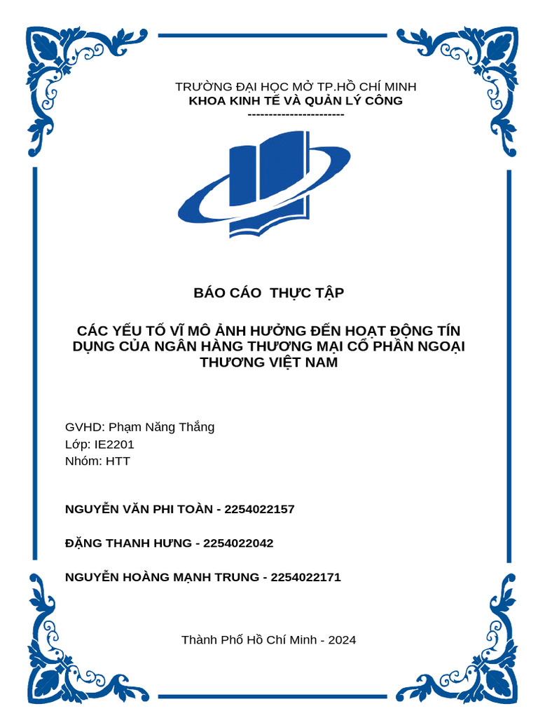 Các Yếu Tố VĨ Mô Ảnh Hưởng Đến Hoạt Động Tín Dụng Của VCB 4.25.56 PM | PDF