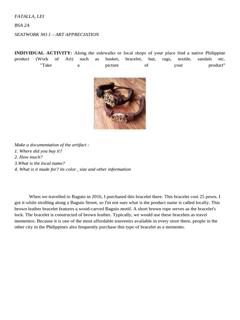 Fatalla Lei - Seatwork No 1 | PDF