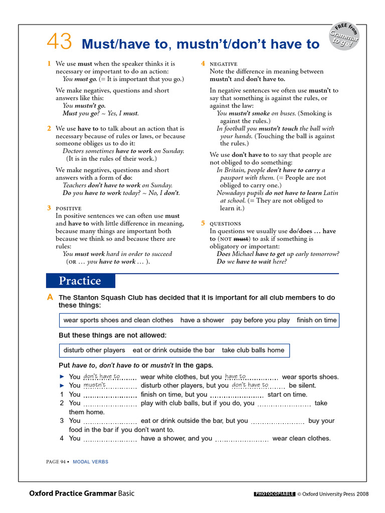 Must Have To | PDF | Syntax | Grammar