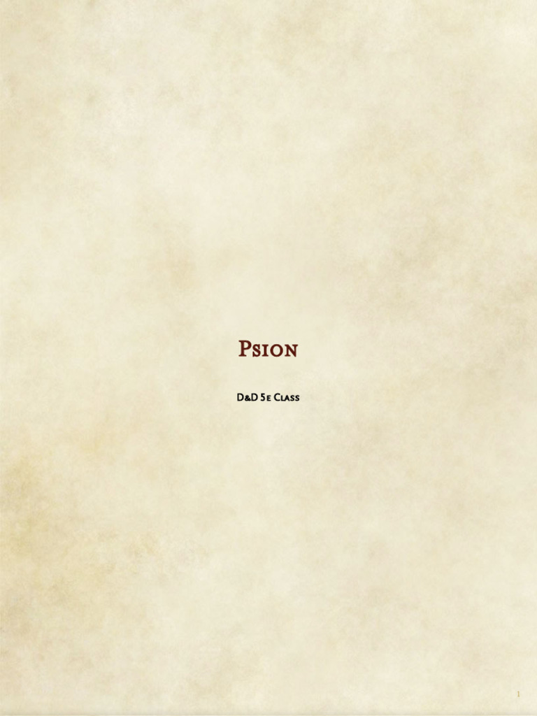 Psion - a D&D 5e class _ GM Binder | PDF | Fantasy Role Playing Games ...