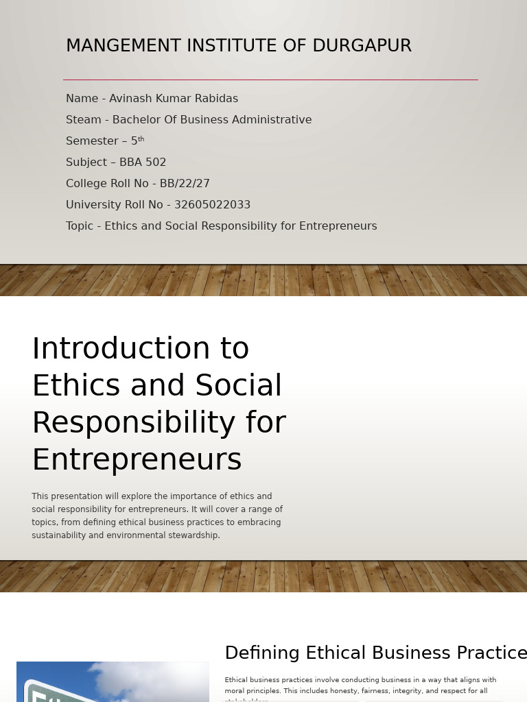 Avinash Kumar Rabidas - BBA 502 - Ethics and Social Responsibility For Entrepreneurs | PDF ...