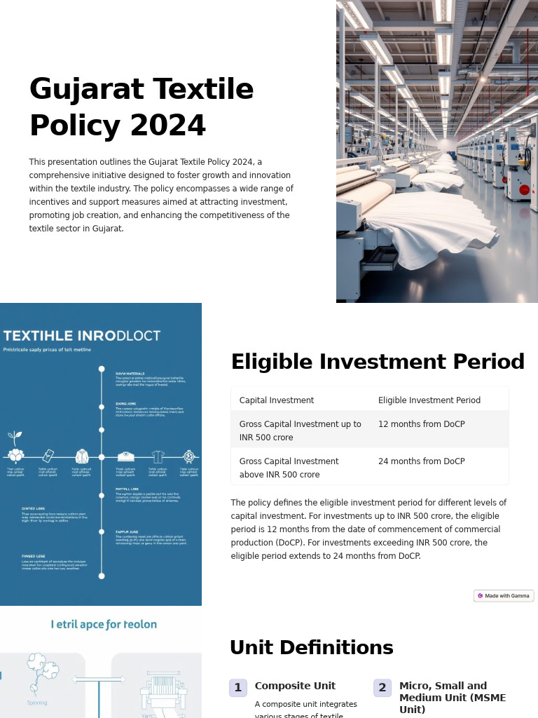 Gujarat-Textile-Policy-2024 (Crated by Yuvraj) | PDF | Yarn | Spinning ...