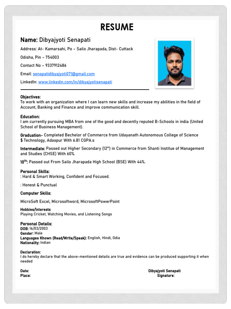 Dibyajyoti's Resume | PDF