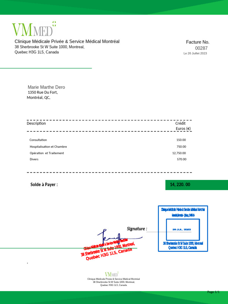 Facture d'hospitalisation à payer | PDF