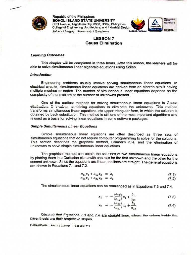 Lesson7_GaussElimination | PDF