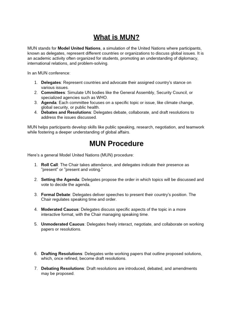 Model United Nations | PDF | Government | International Relations