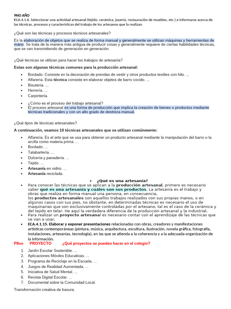 Eca 9no Año y 8vo | PDF | cerámica