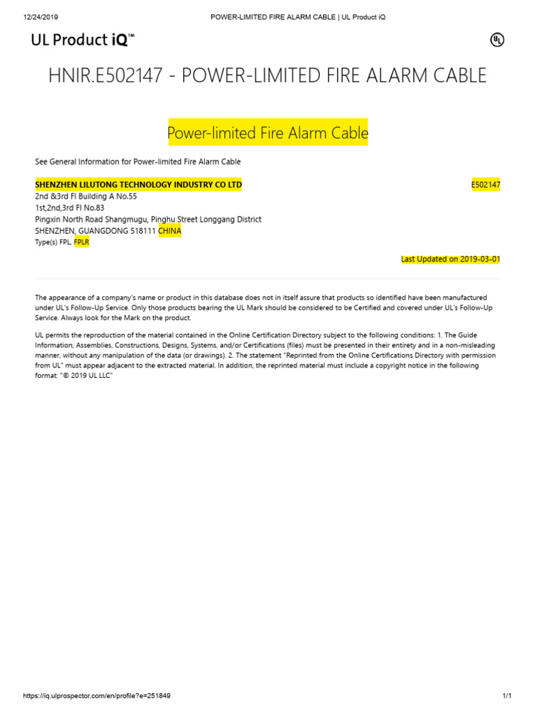 9.Cable-LLT (UL) | PDF