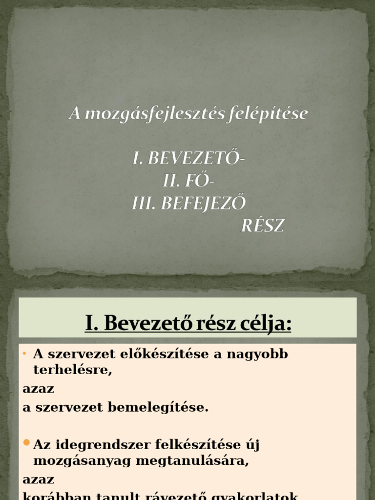 Testnevelési Foglalkozások Felépítése | PDF