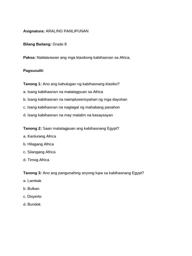 quiz_ARALING PANLIPUNAN (1) | PDF