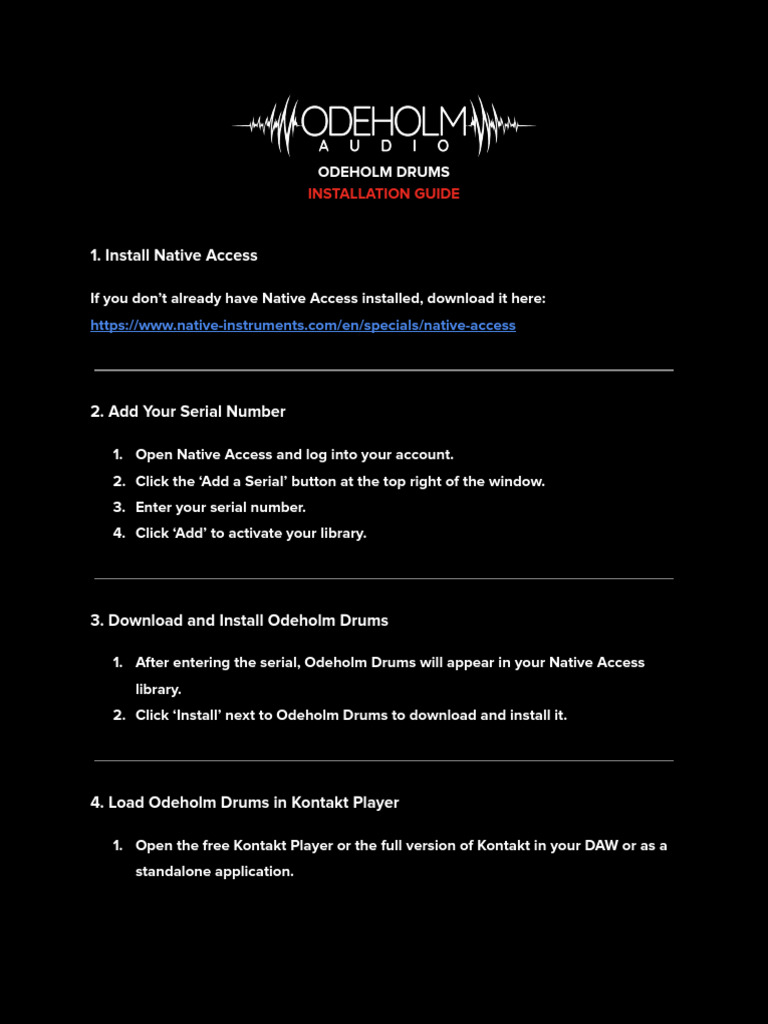 OdeholmDrums InstallationGuide-2 | PDF