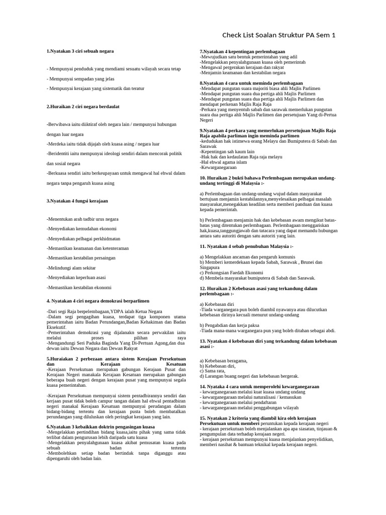 Cepat Ingat Pam Sem 1 | PDF