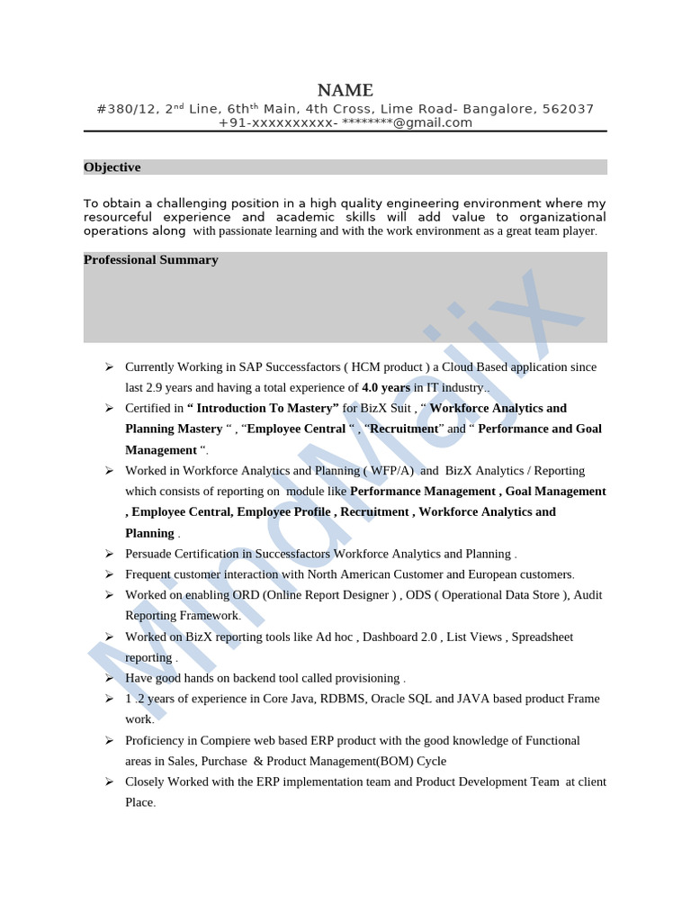SAP-SuccessFactors-Sample-Resume-2 | PDF | Software | Information Technology