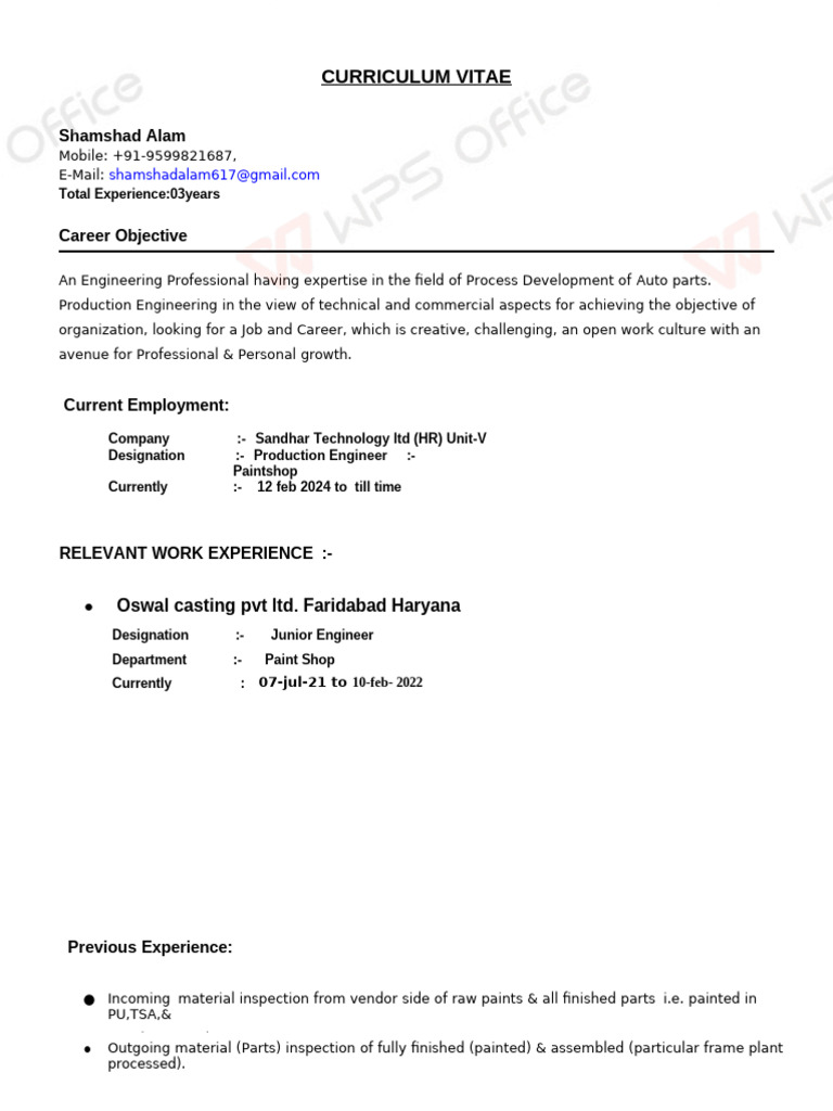 Shamshad Alam Resume | PDF