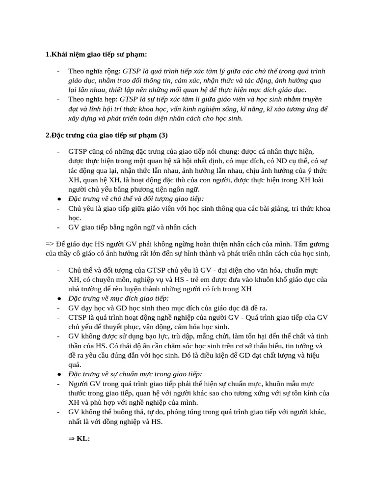 Đề Cương GTSP | PDF