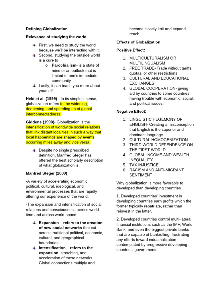 TCW Midterm Exam Review Material | PDF | Globalization | Economies
