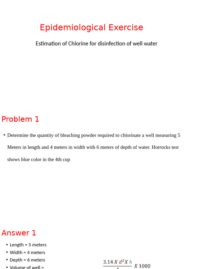 Estimation of Bleaching Powder For Disinfection of Well | PDF | Bleach ...