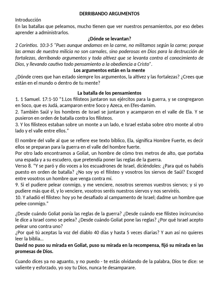 Derribando Argumentos | PDF | David | Goliat