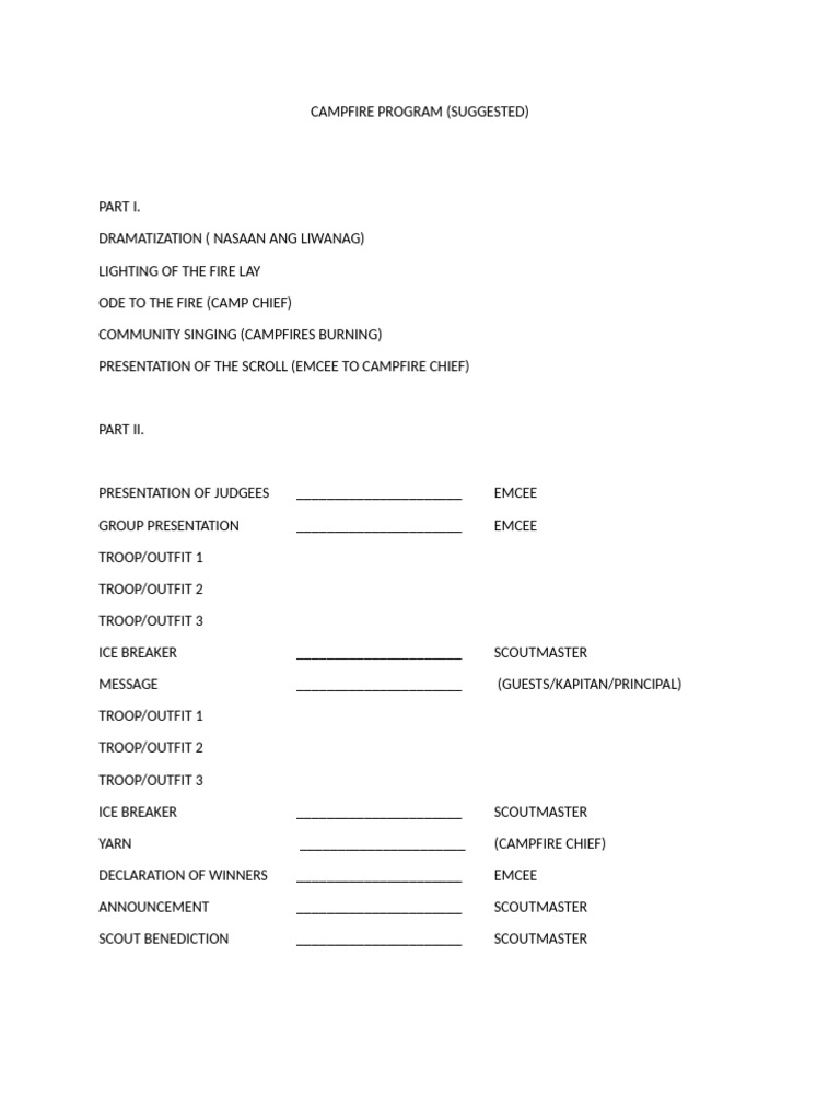 Campfire Program | PDF