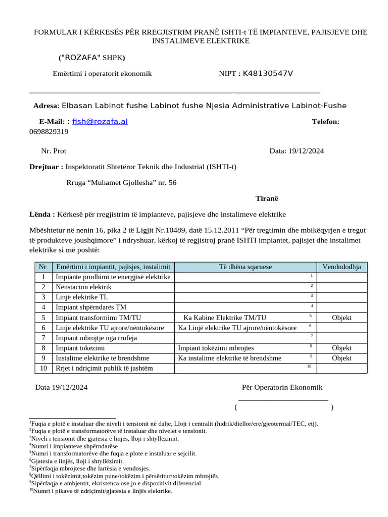 Kerkese Per Regjistimin e Paisjeve | PDF